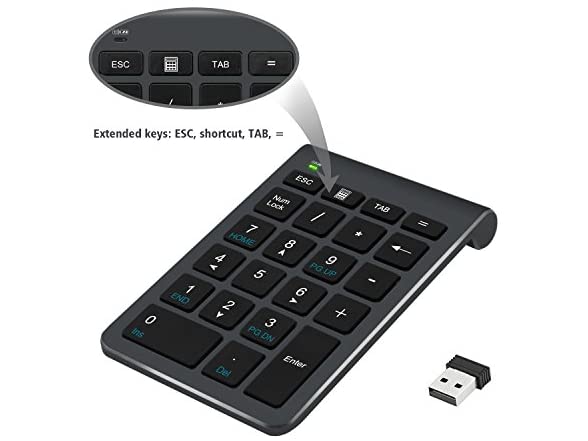 Alcey Wireless 22 Key Numeric Keypad