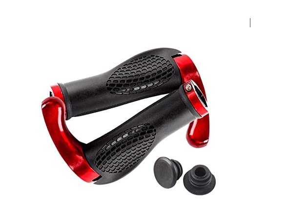 Bicycle Handlebar Grips Ring Clamps Red