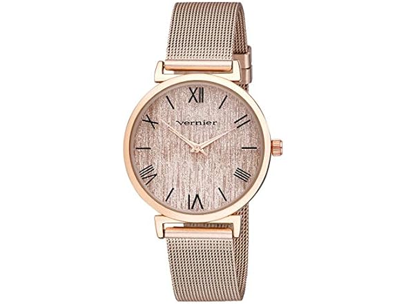 Vernier Women's Round Tone Mesh Watch
