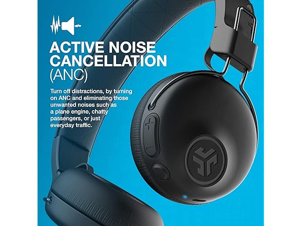 JLab Studio ANC On-Ear Wireless Headphones, Black