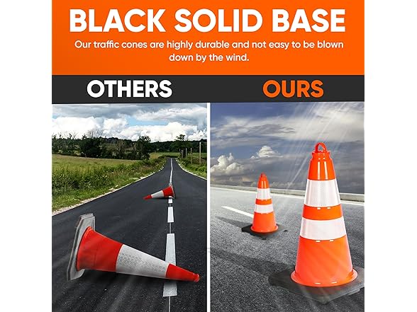 Pyle 6-Pack Traffic Safety Cones 18" inch