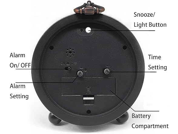 Vintage Retro Analog Alarm Clock, 4"