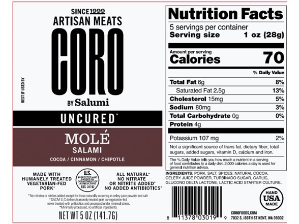 Coro Foods Molé Salami, 3 Pack