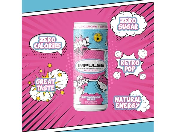 (12 Pack) Impulse Energy Cotton Candy Grape