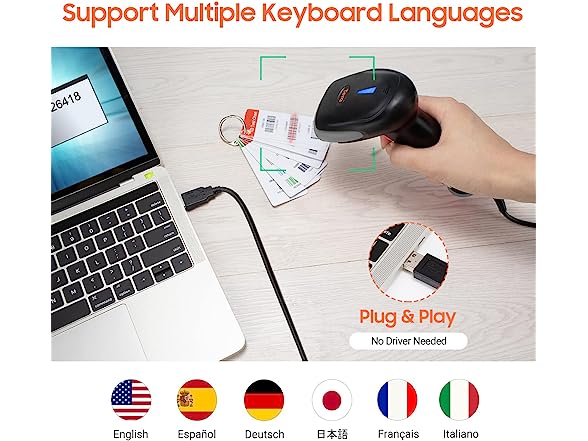 Tera 1D Laser Barcode Scanner USB Wired