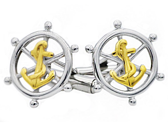 Ship Helm Anchor Cuff Links