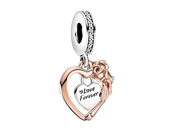 PANDORA Heart & Rose Flower Dangle PANDORA