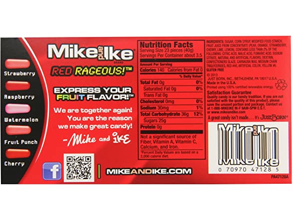 Mike and Ike Chewy Candy, Red Rageous, 12 Pack