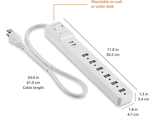 Amazon Basics 6-Outlet Surge Protector Power Strip