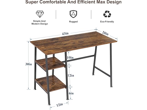 VECELO 43 Inch Desk - Choose Color