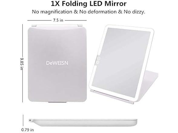 deweisn Folding Lighted Makeup Mirror