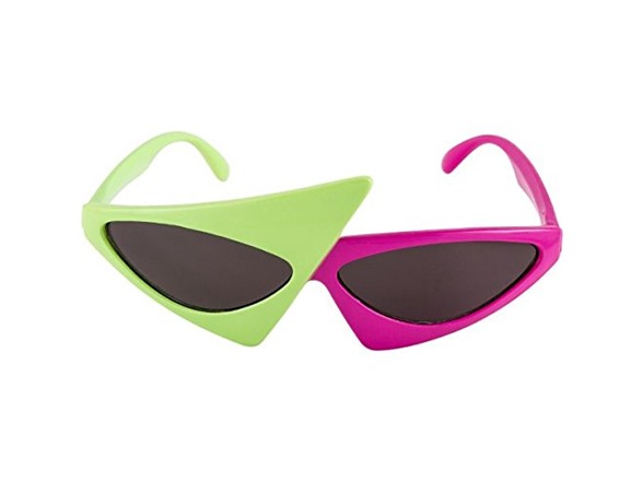 Neon Pink & Green Asymmetric Glasses