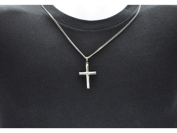 Cross Necklace W 24" Curb Chain