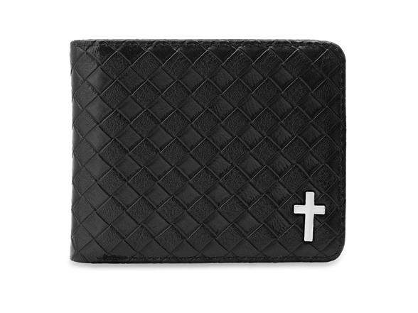 Men's Braided Brown Vegan Cross Wallet
