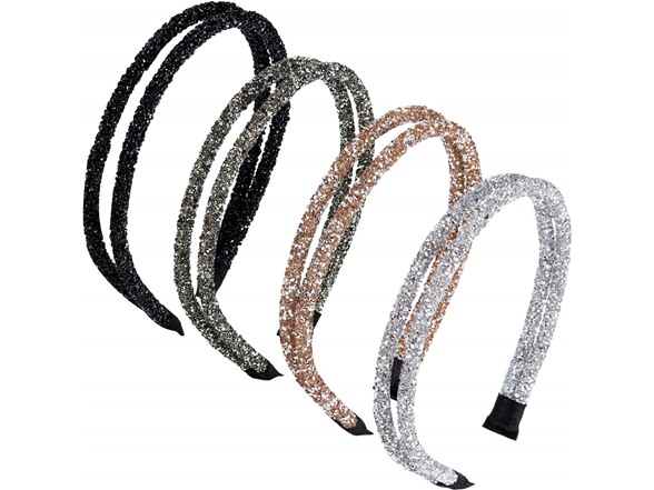 12 Pack Double Crystal Side Hair Band