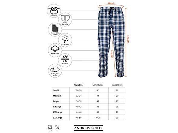 ANDREW SCOTT Mens 3 Pack Pajama Pants