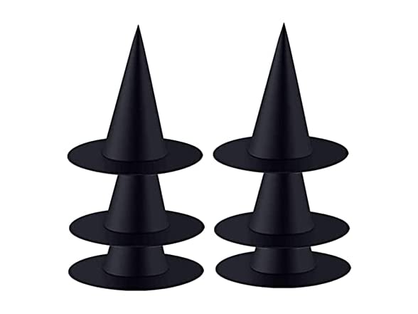 6 Pcs Halloween Witch Hat,Black Witch