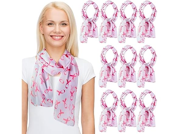 10 Pcs Breast Cancer Awareness Scarf