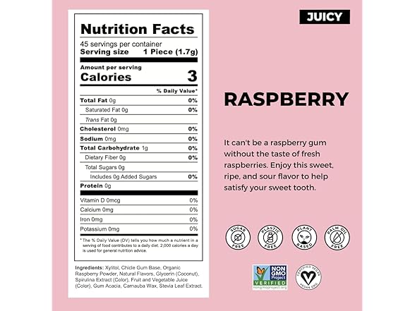 Refresh Natural Raspberry Gum (12pk)