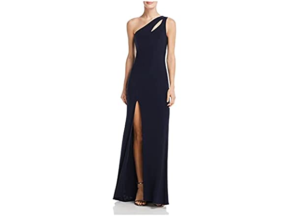 Shoulder Cutout with Front Slit Dress, Navy, 8