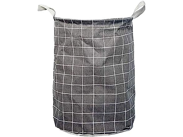 Collapsible Round Storage Bag, Grey, 12.9" x 16.9"