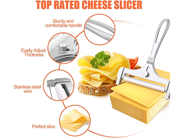 2 Pieces Stainless Steel Wire Cheese Slicer with Cheese Plane Tool