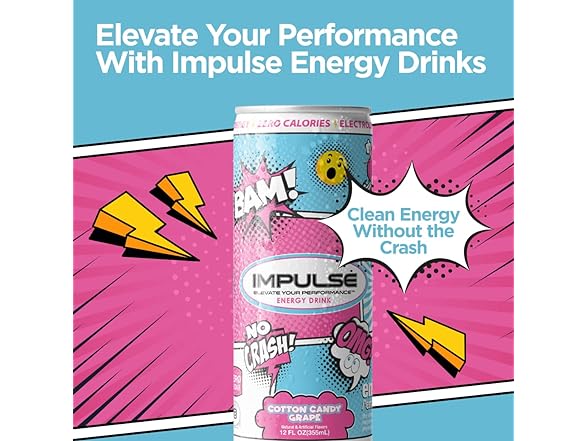 (12 Pack) Impulse Energy Cotton Candy Grape