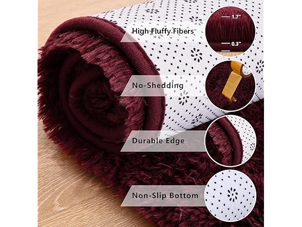 Jocovieh Soft Wine Red Rug, 6x9 Feet