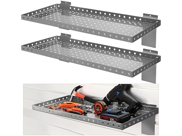 2Pc 24" x 10" Slatwall Perforated Shelf