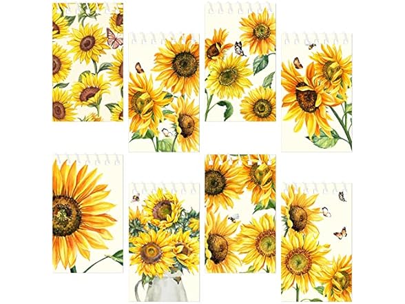 48 Pcs Sunflower Mini Spiral Notebooks