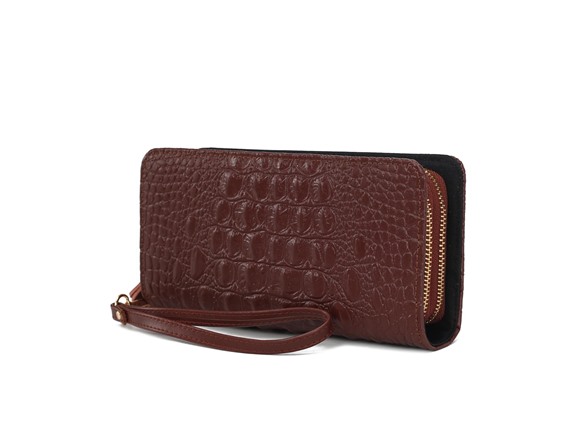 Eve Leather Crocodile Wristlet Wallet
