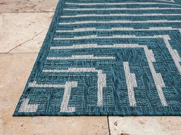 Waterproof Geometric Striped Outdoor Rug