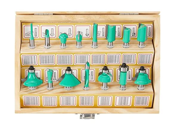 Denali Amazon Brand - 15pc Router Bit Set w/case
