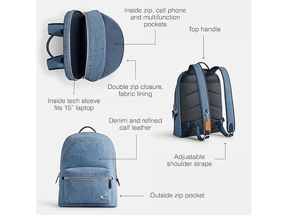 Coach Charter Backpack (Indigo Denim)