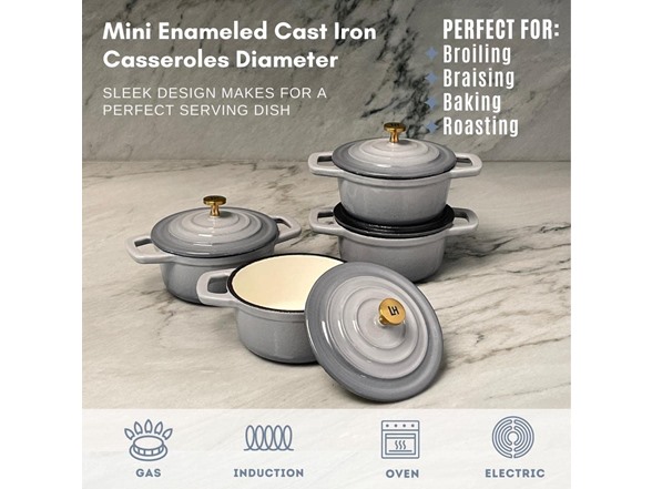 Cast Iron 4" Mini Baking Dishes 4-Count