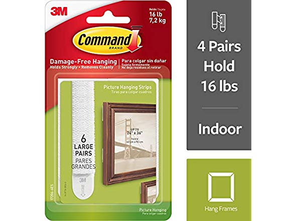 Command Command 16 lb Large White Picture Hanging Strips,