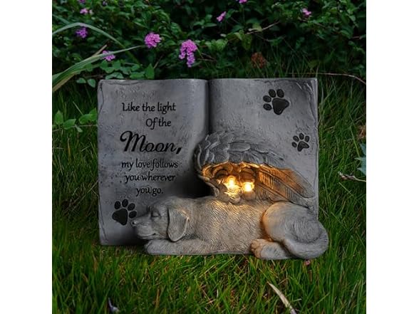 Solar Panel Pet Dog Memorial Stone