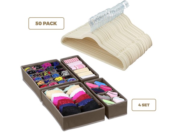 Halter 50PK Velvet Hangers & 4PK Organizers