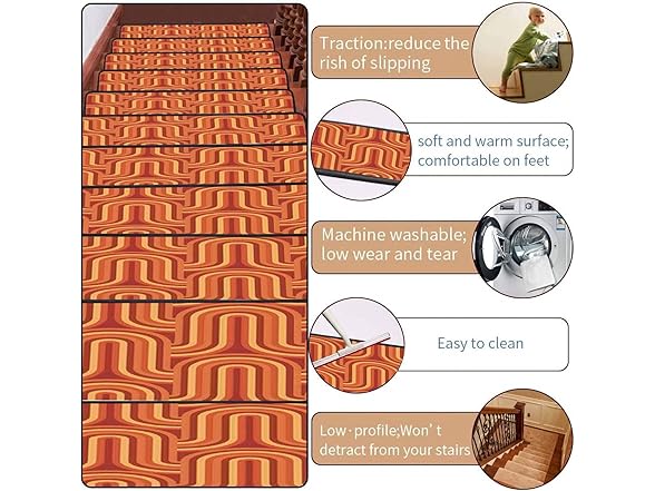 70s Retro Steps 13PCS Runners for Stairs