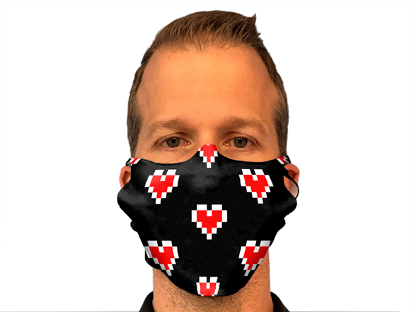 "8-bit Hearts" Face Mask - General Use