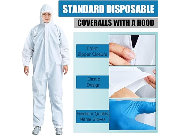 5 Set Disposable Coveralls Hazmat Suit