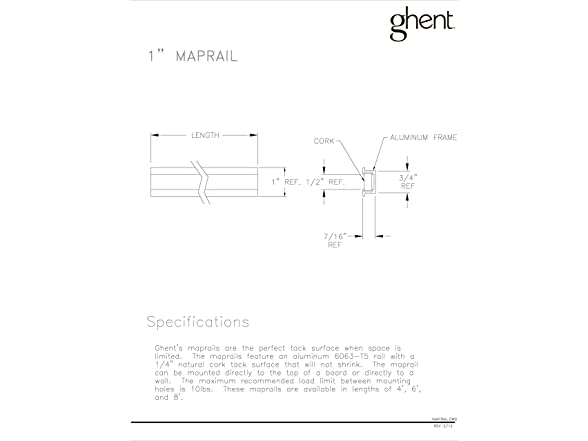 4 Feet Length Aluminum 1 Inch Maprail