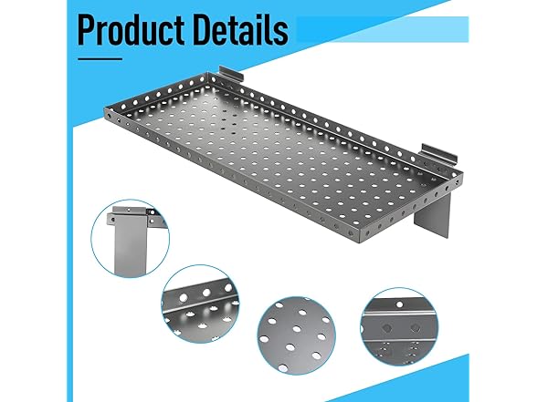 2Pc 24" x 10" Slatwall Perforated Shelf