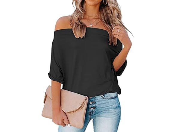 Off Shoulder Batwing Sleeve Loose Blouse