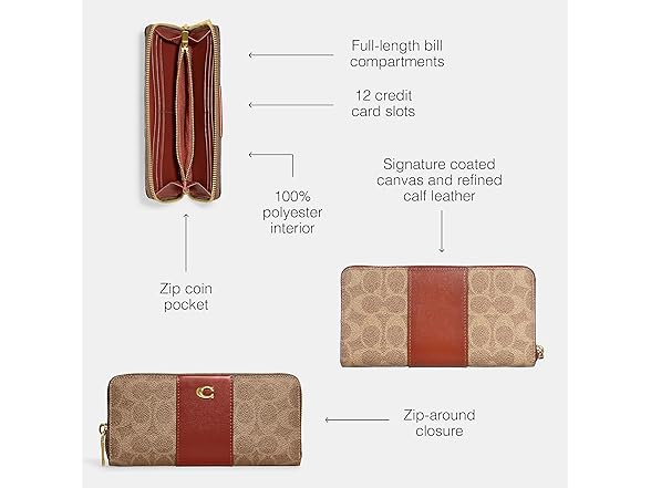 Coach Signature Slim Accordion Zip-Tan Rust