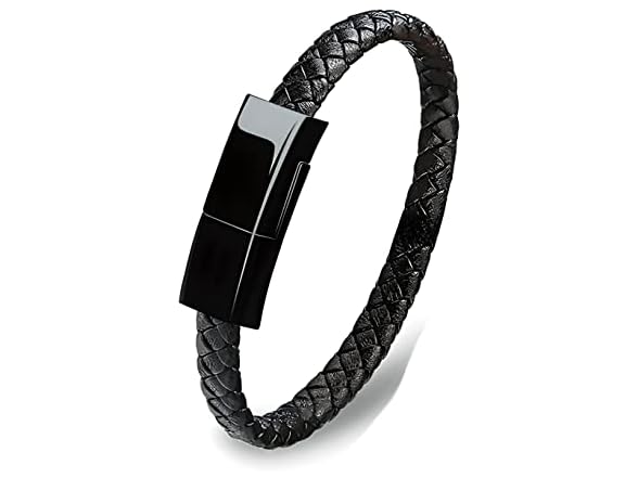 Braided Leather USB Charging Bracelet