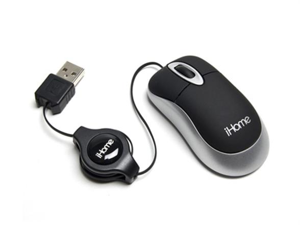 iHome Black/Silver USB Optical Netbook Mouse