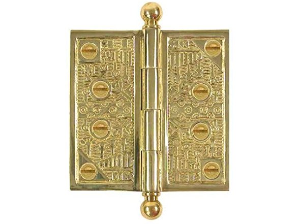 Brass Elegans WC007PLB Solid Brass Windsor Design Decorative Door Hinge with Brass Screws
