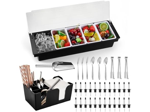 5 Compartment Condiment Container Bar