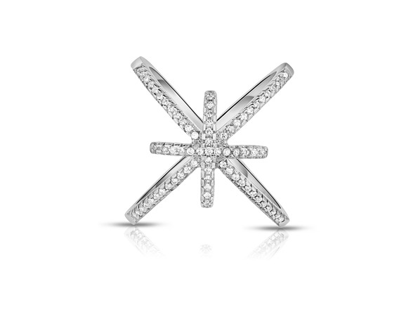 Women's 18K WG Plated X Cross Over Ring